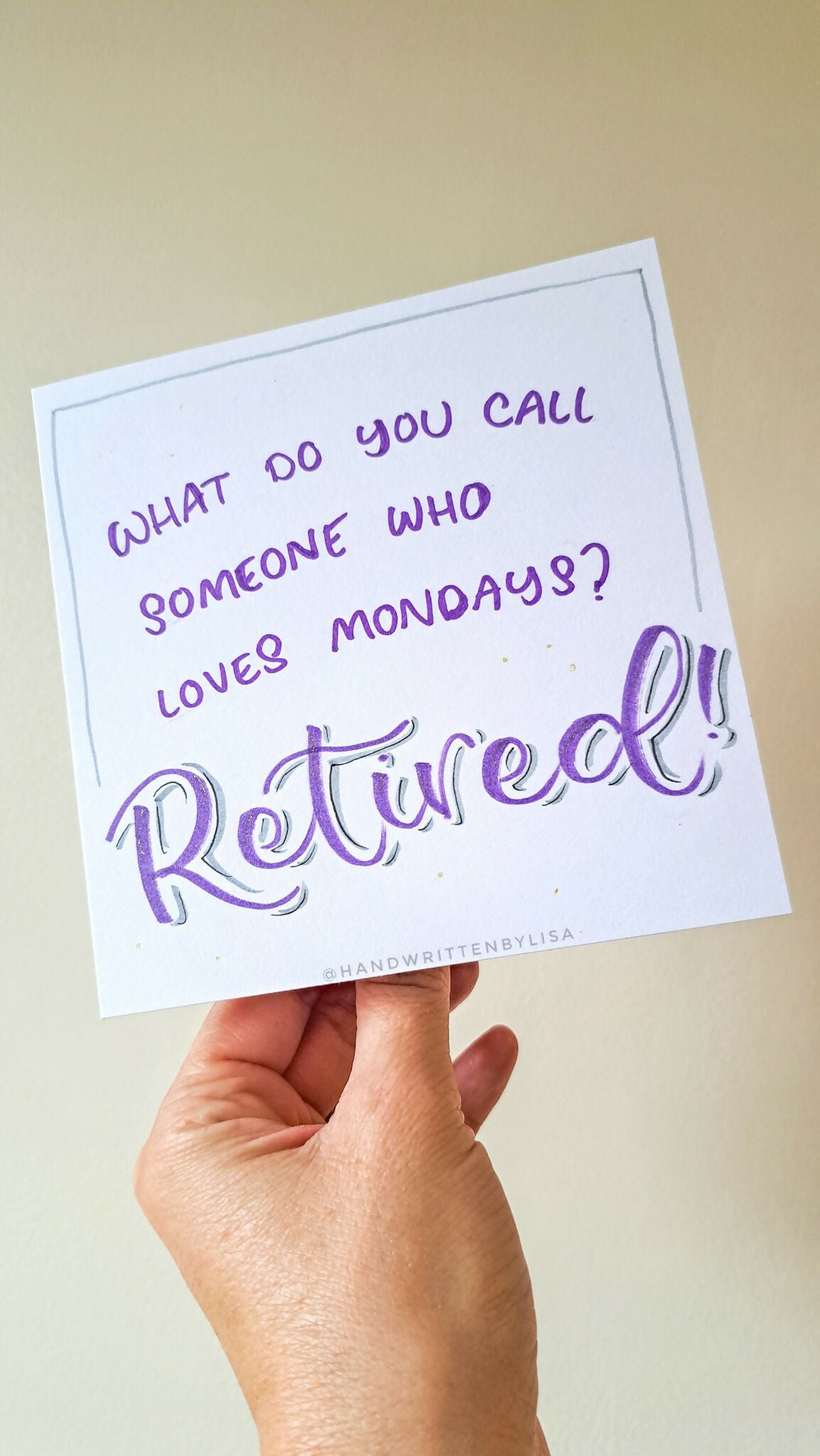 Beautiful yet cheeky retirement card handwritten using modern ...